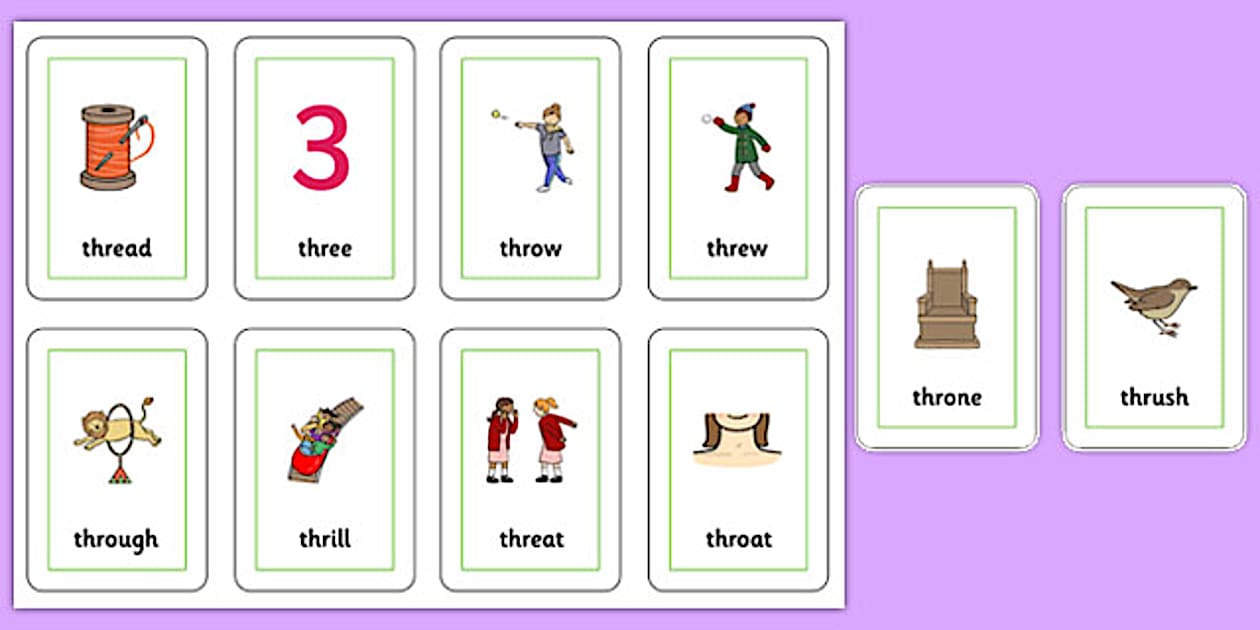 ‘thr’ Words phonics flash cards. (teacher made) - Twinkl