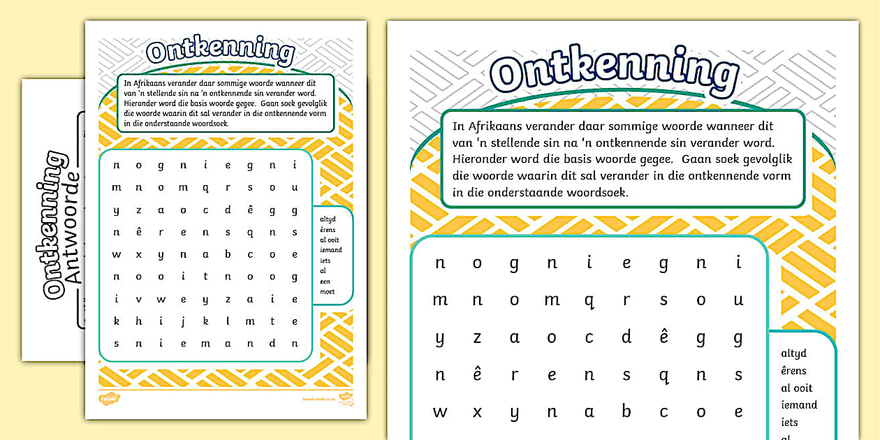 Ontkenning Woordsoek