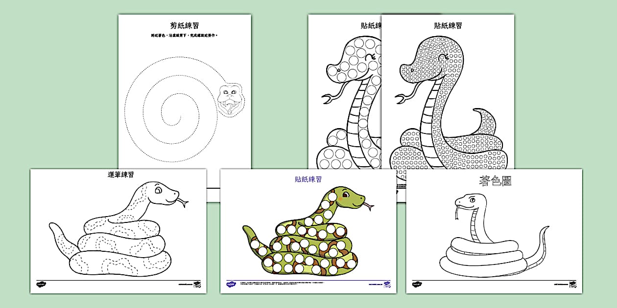 蛇年主題精細動作教材組合包｜繁體中文