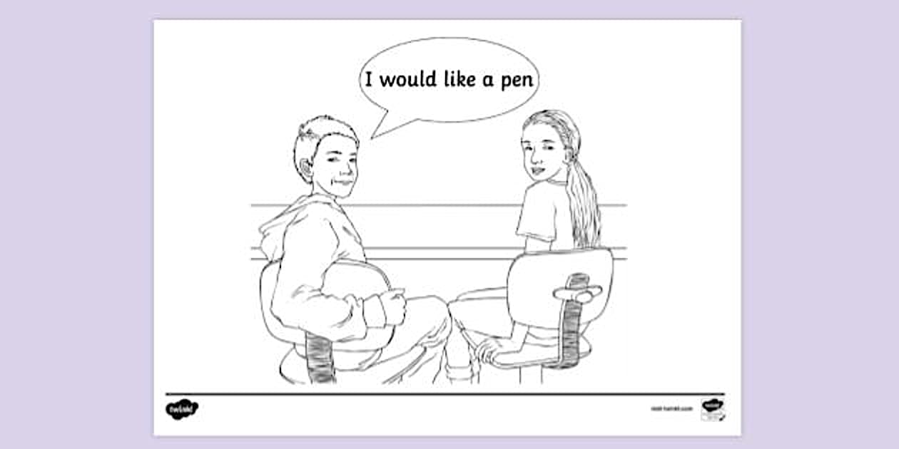 I Would Like a Pen Colouring | Colouring Sheets - Twinkl