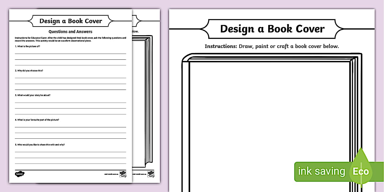 Design a Book Cover Template Activity for EYLF