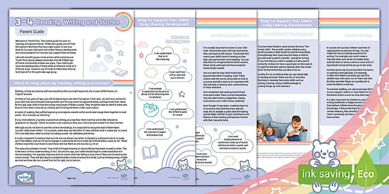 Reading, Writing & Stories Parent Guide Ages 3-4 | Twinkl