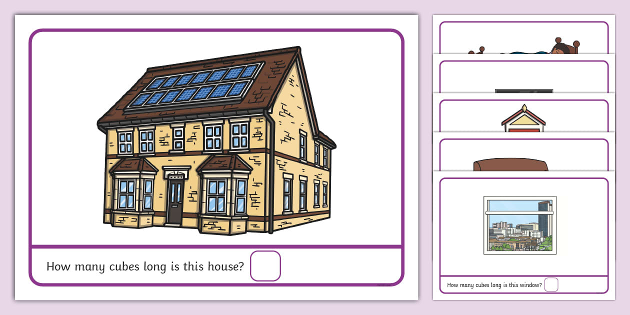 👉 Measuring with Cubes Home-Themed Activity Mat - Twinkl