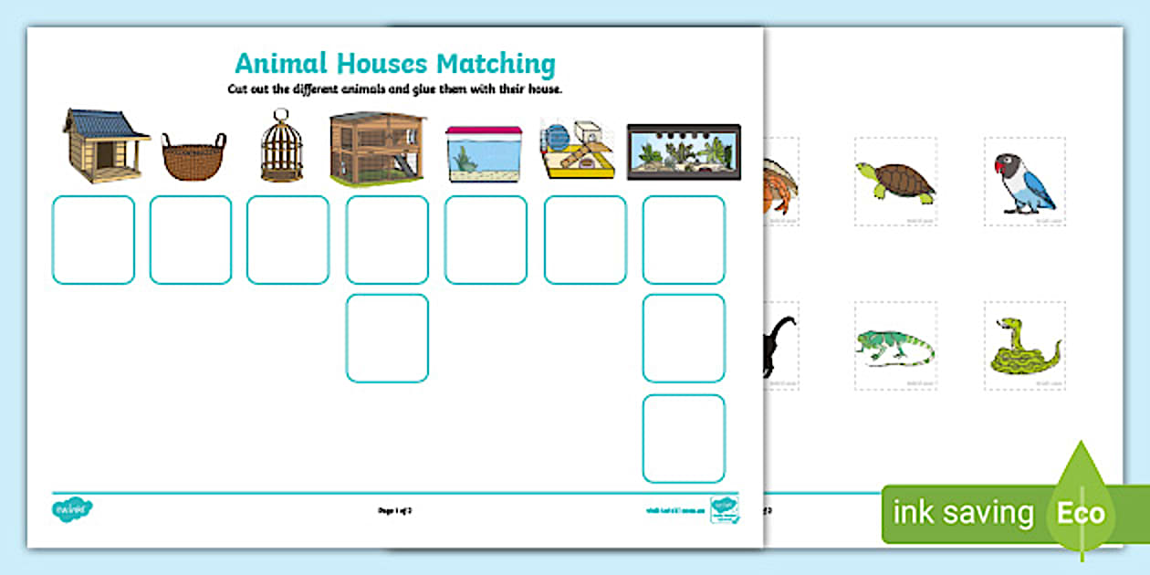 Animal Houses Matching Activity | Twinkl (teacher made)