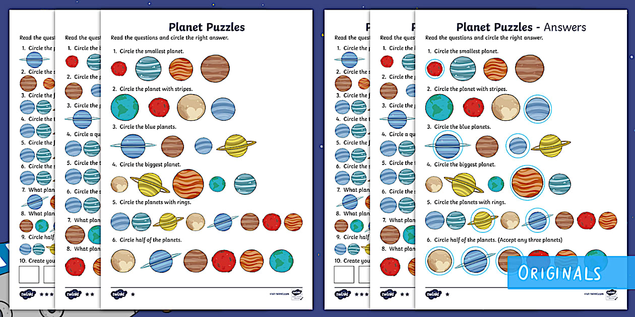 Planet Maths Puzzles Differentiated Worksheet | KS1 Maths