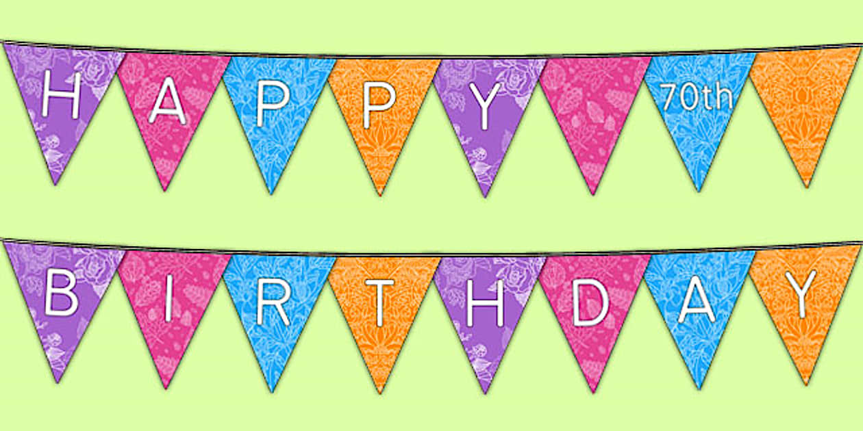 Editable Happy 70th Birthday Bunting (Hecho por educadores)