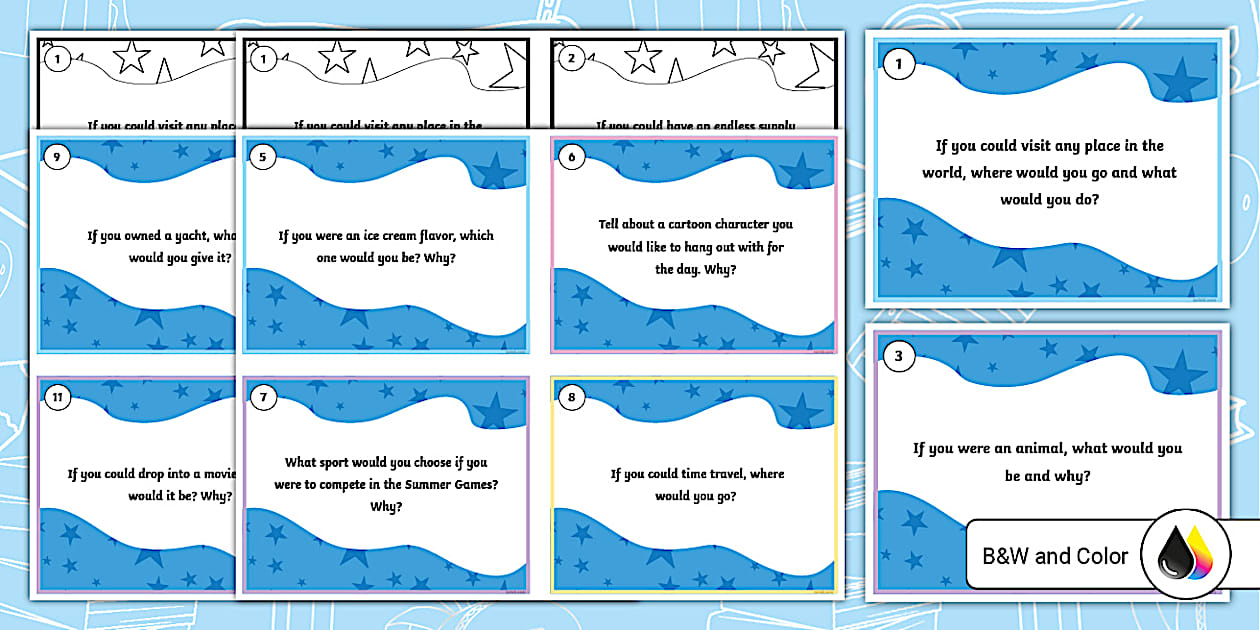 First Day Middle School Icebreaker Cards for 6th-8th Grade