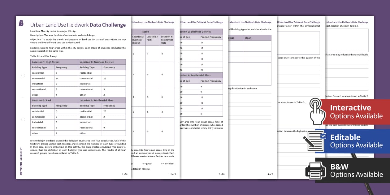 Urban Land Use Fieldwork Data Challenge (teacher made)