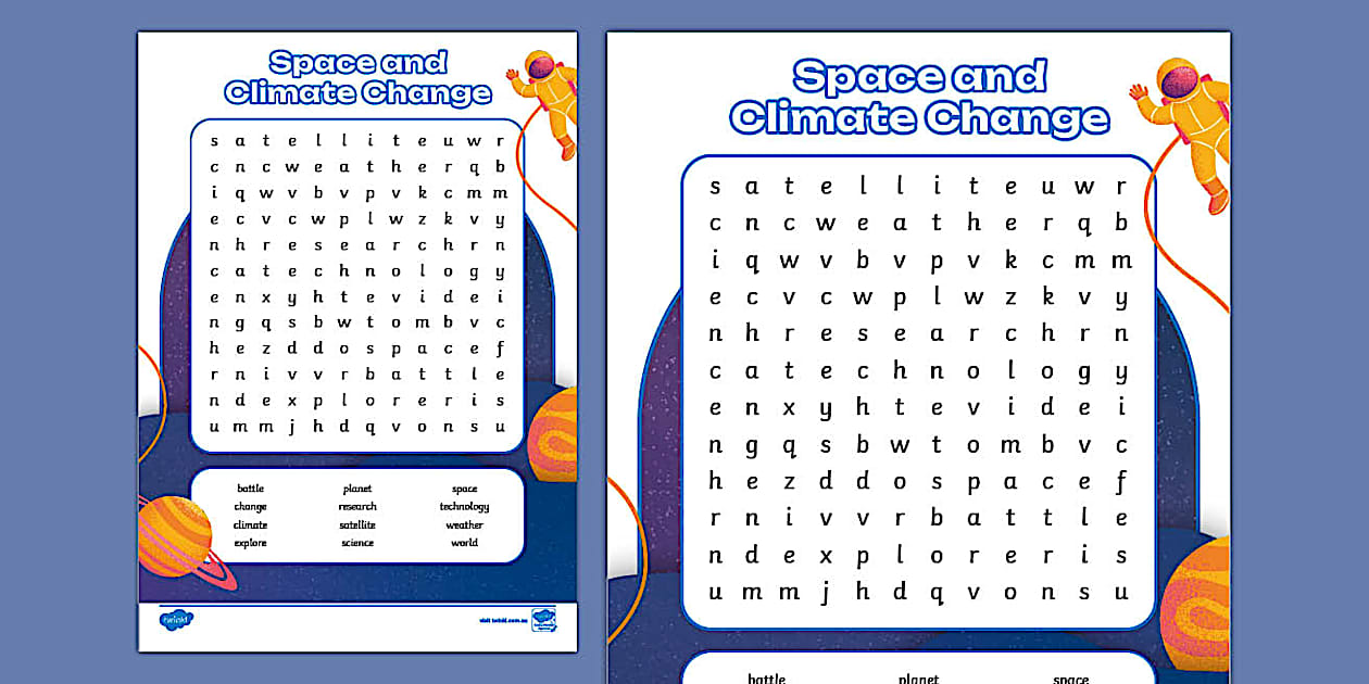 Space and Climate Change Word Search (teacher made) - Twinkl