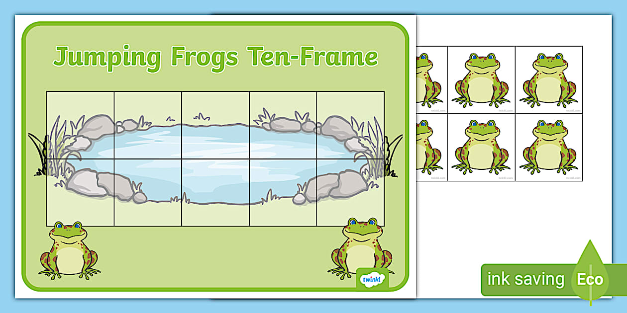 Jumping Frogs Ten-Frame and Counters Activity Pack - Twinkl