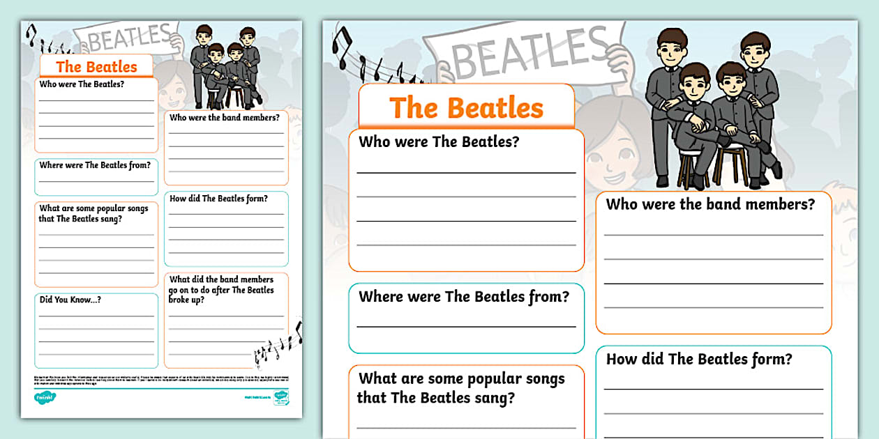 👉 KS1 The Beatles Fact File Template - Music - Twinkl