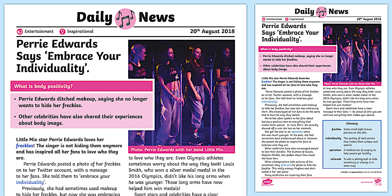 UKS2 Perrie Edwards Embraces Her Freckles Daily News Story