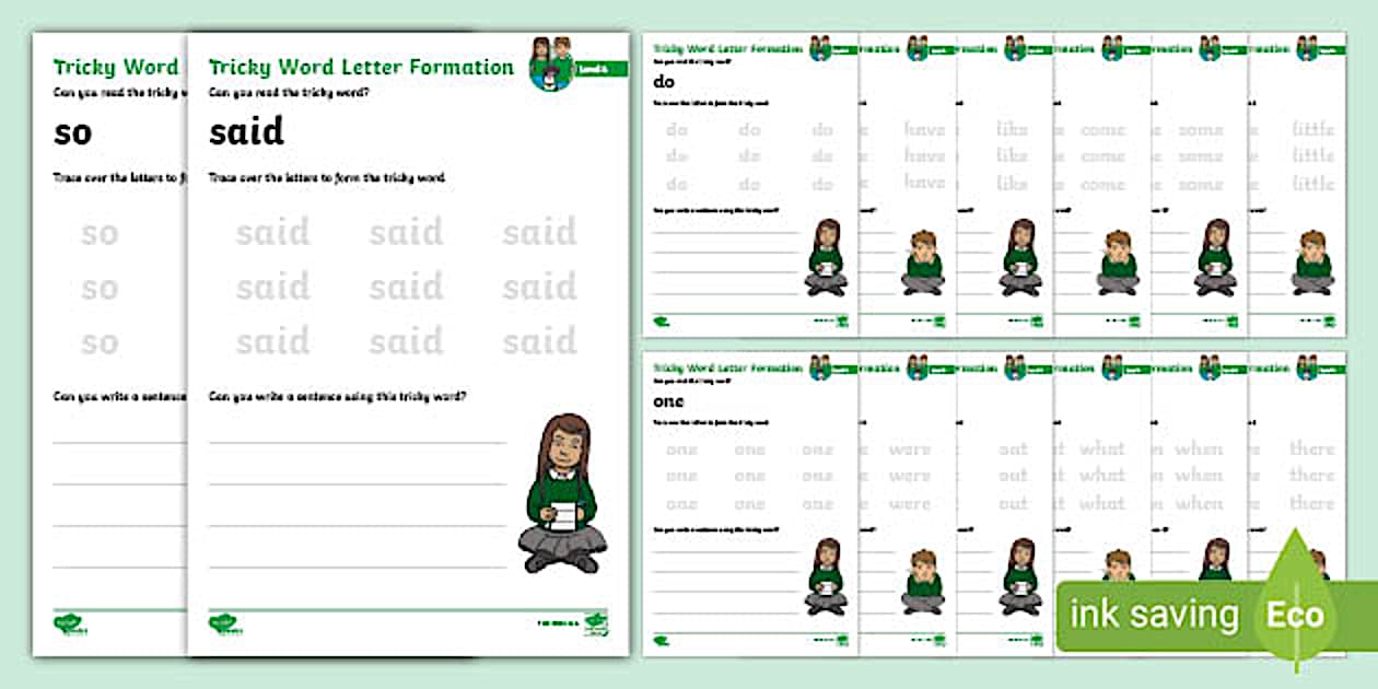 Phonics Level 4 Back to School Tricky Word Letter Formation Activity