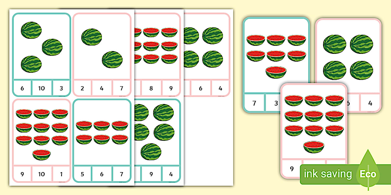 👉 Watermelon Peg Counting Activity (teacher made)