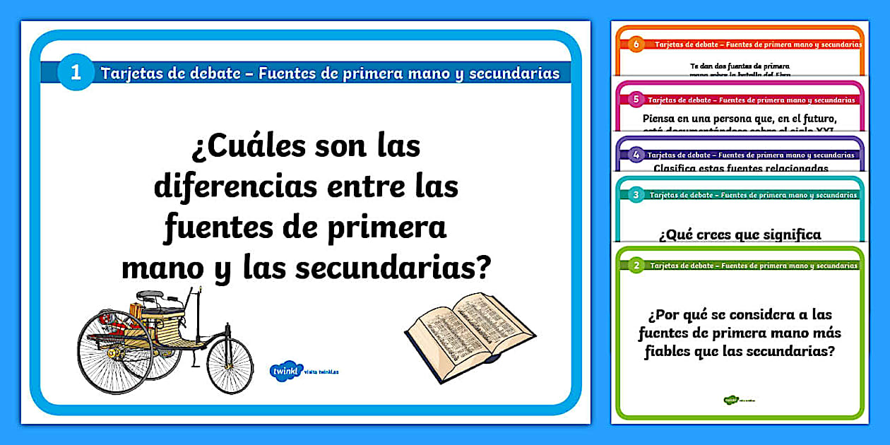 Tarjetas de debate: Fuentes de primera mano y fuentes secundarias