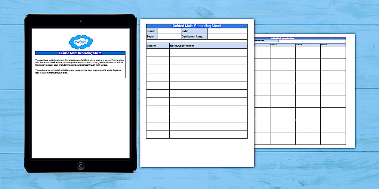 Guided Math Editable Recording Sheet (teacher made) - Twinkl