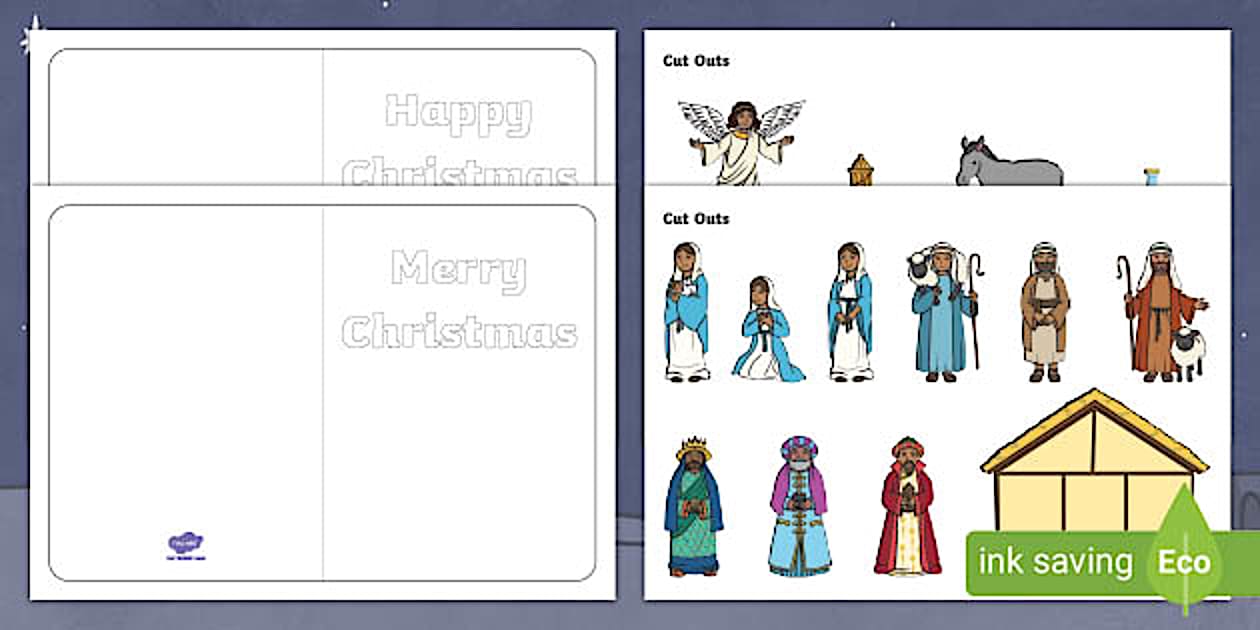 Black and White Make your Own Nativity Christmas Cards