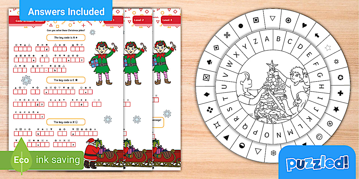 Christmas Code Breaker Wheel - Twinkl Puzzled - Twinkl