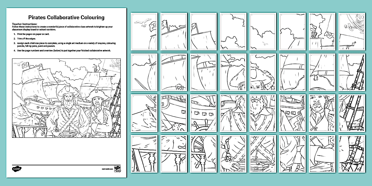 KS2 Pirate-Themed Collaborative Colouring (teacher made)