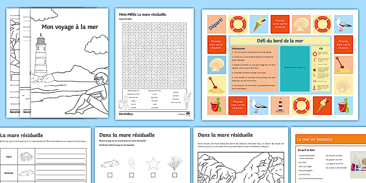 French Summer Worksheets
