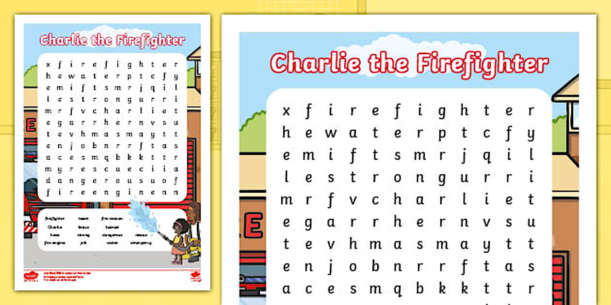 Charlie the Firefighter Word Search (teacher made) - Twinkl