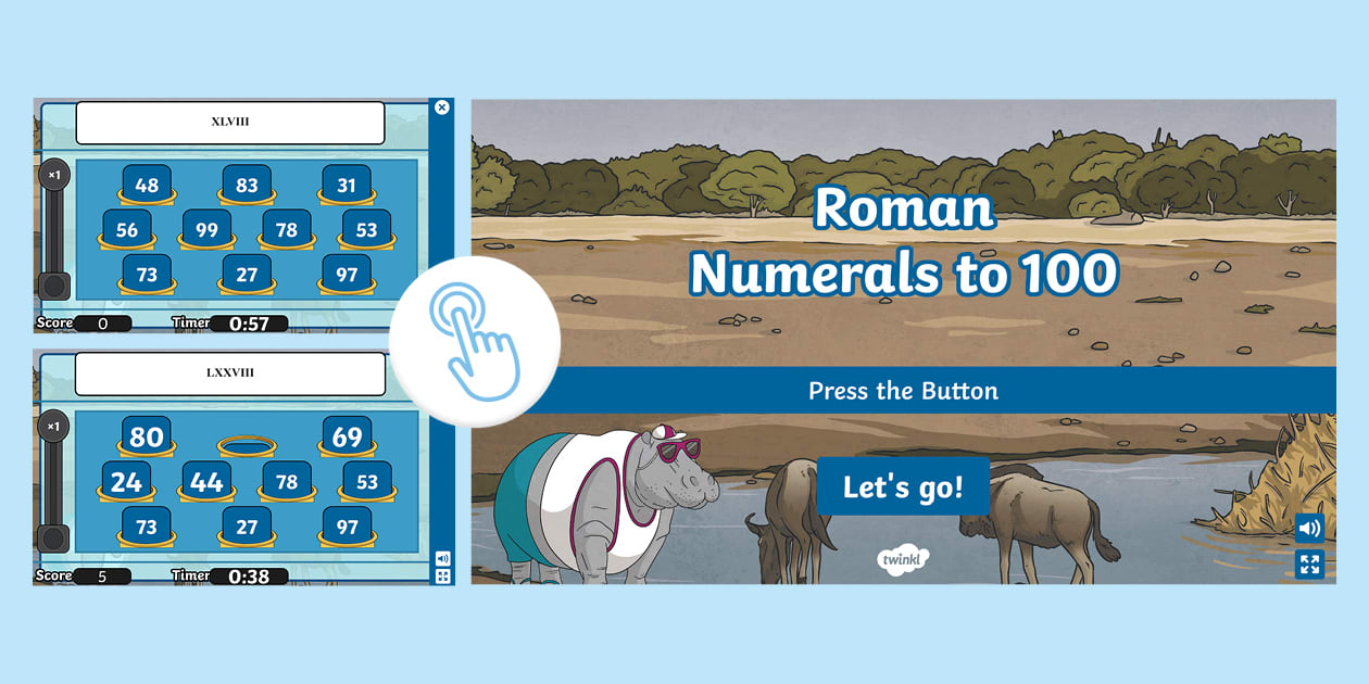 👉 Roman Numerals to 100 KS2 Maths Press the Button Game