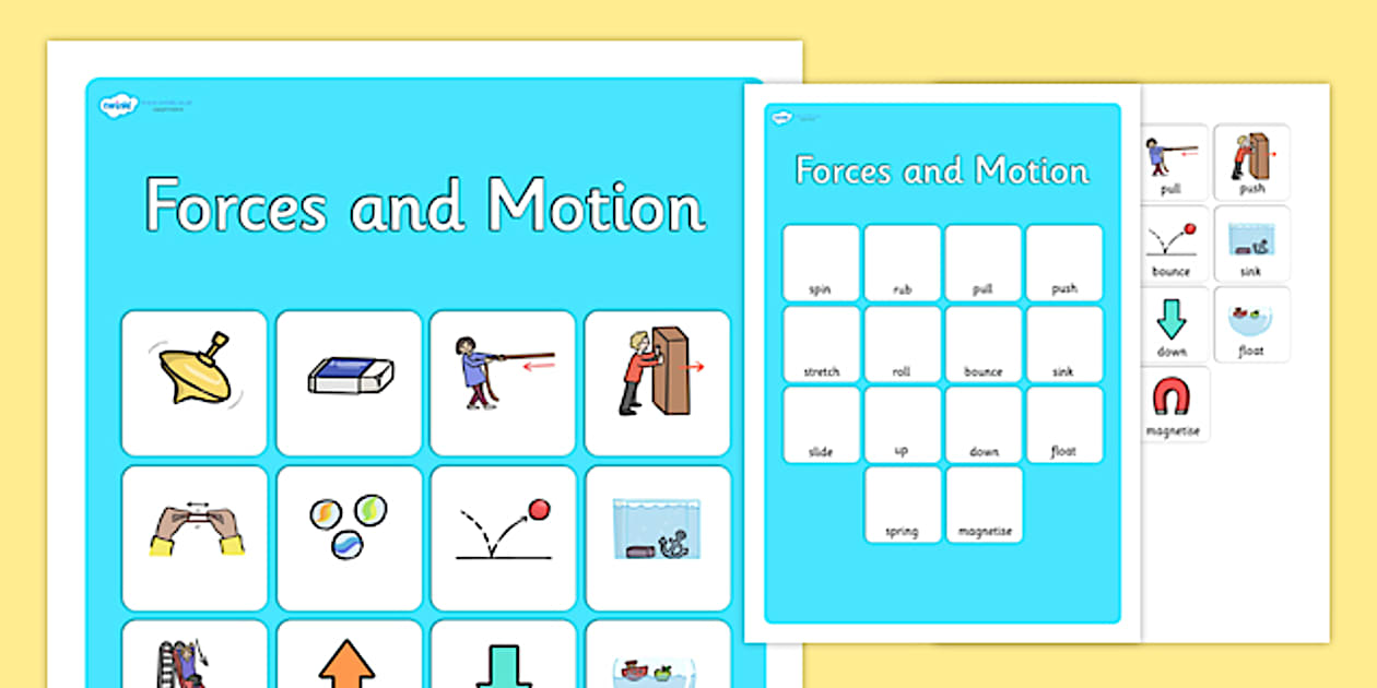 Forces and Motion Vocabulary Matching Mat (teacher made)