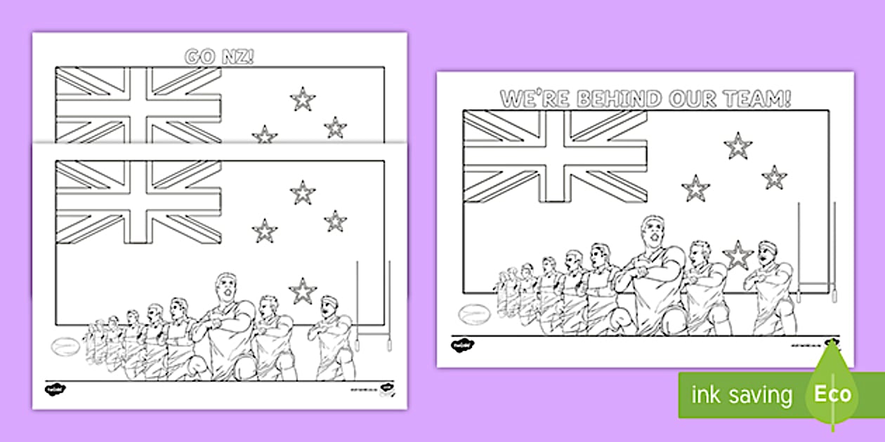 New Zealand Rugby Supporter's Flag - Colouring Pages