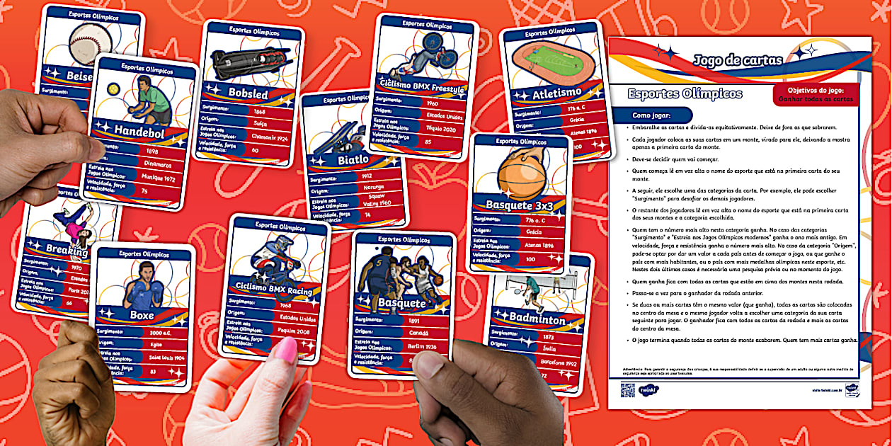 Jogo de cartas - Os Esportes Olímpicos (teacher made)