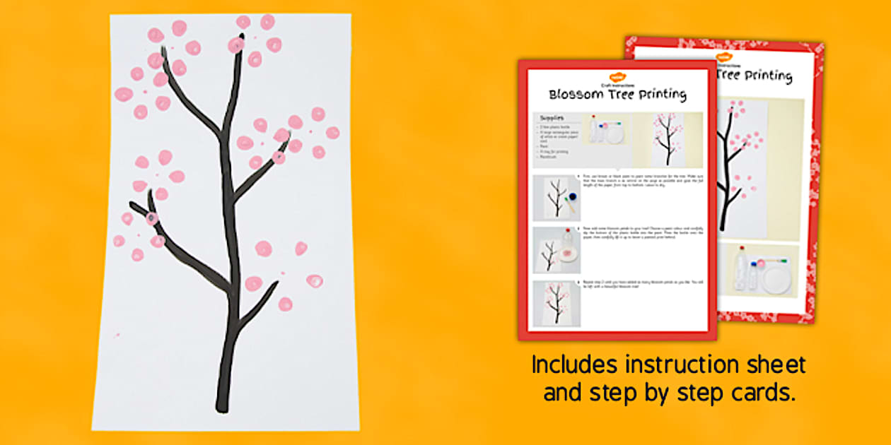 Blossom Tree Printing Craft Instructions (teacher made)