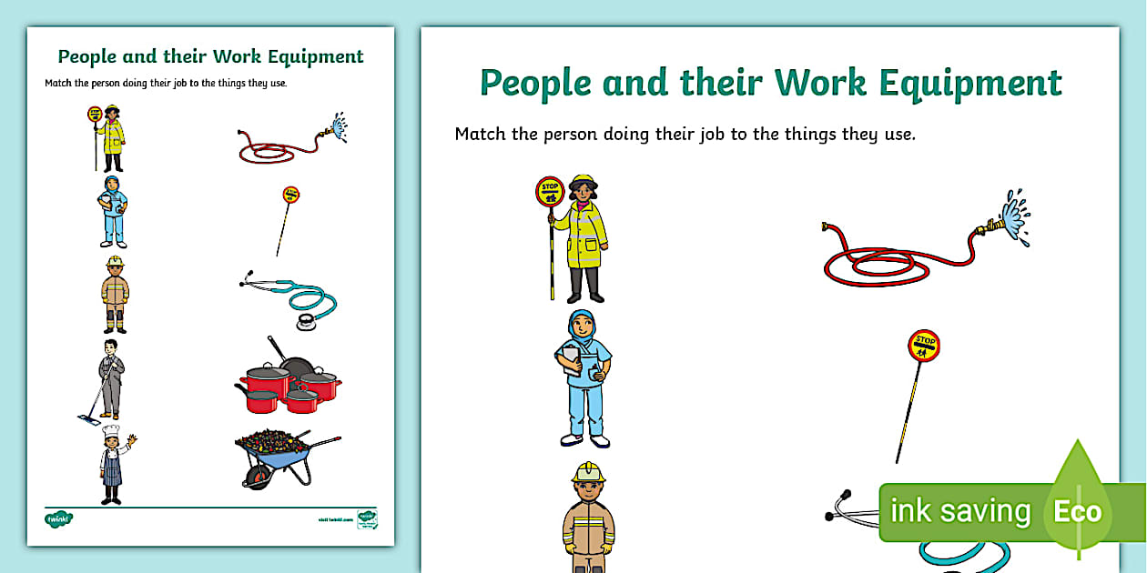 People and their Work Equipment Matching Worksheet / Worksheet-Irish,