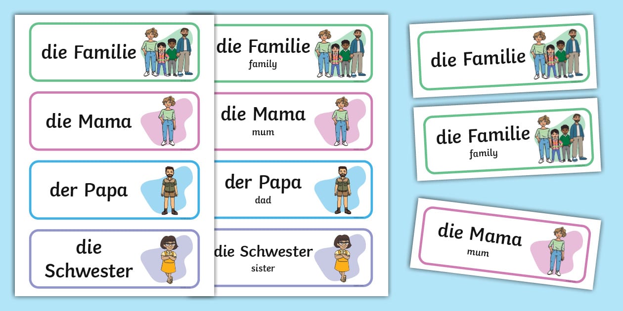 My Family Word Cards - German (teacher made) - Twinkl