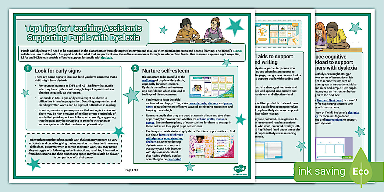 Top Tips for TAs Supporting Pupils with Dyslexia - Twinkl