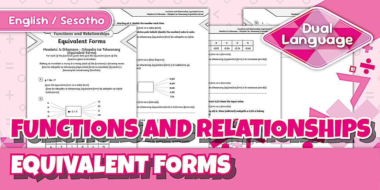 Grade 7 Maths Functions and Relationships: Equivalent Forms