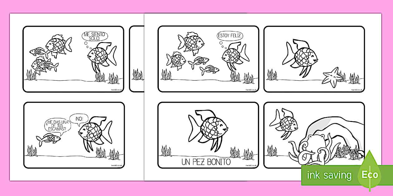 El pez arcoiris Tarjetas de secuenciar de cuento - Twinkl