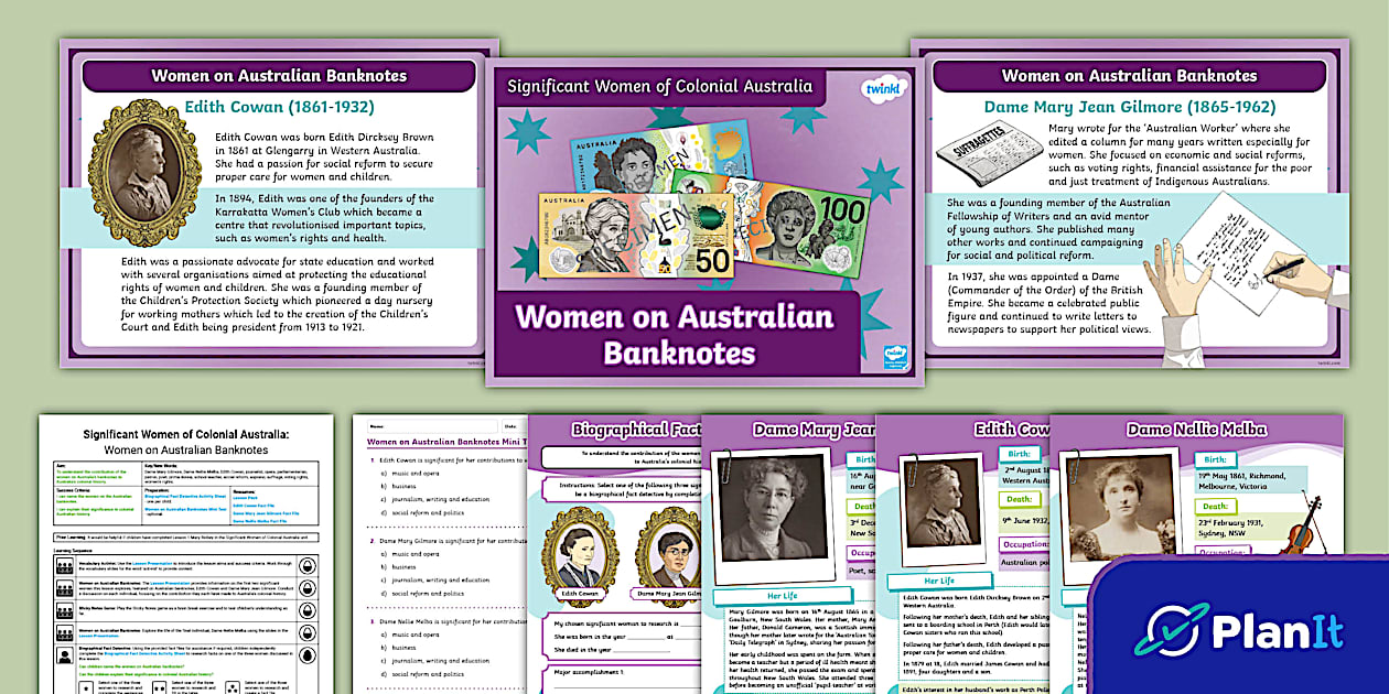 Y5 History Women Colonial Australia L2 Australian Banknotes
