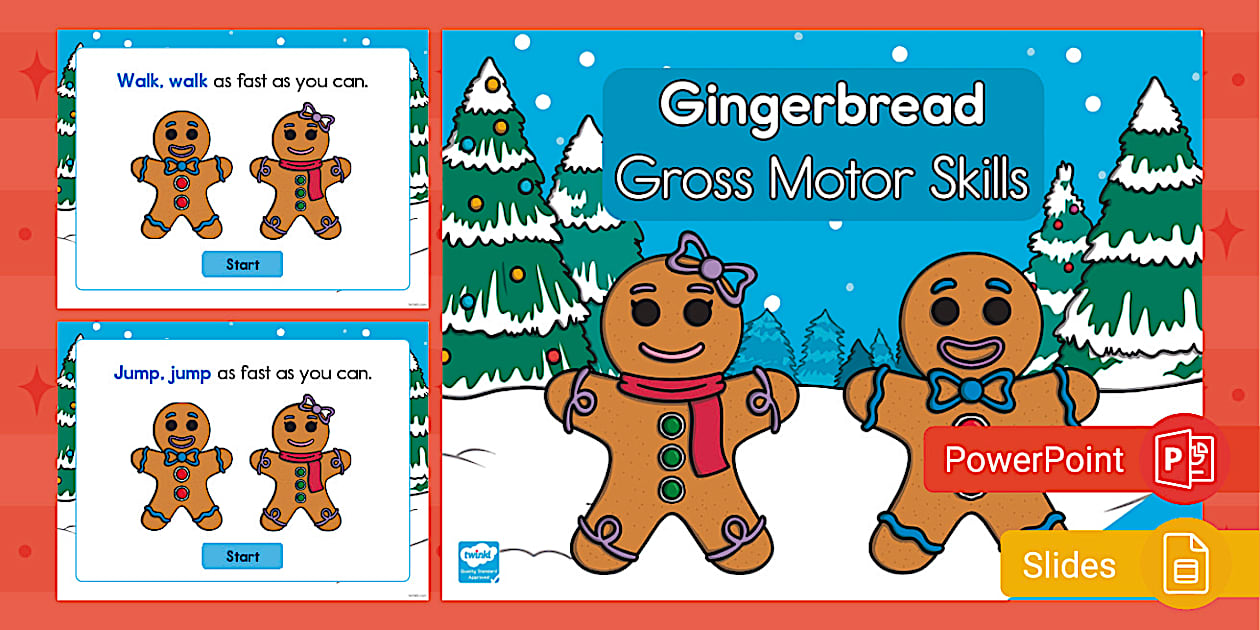 Gingerbread Gross Motor Skills PowerPoint & Google Slides