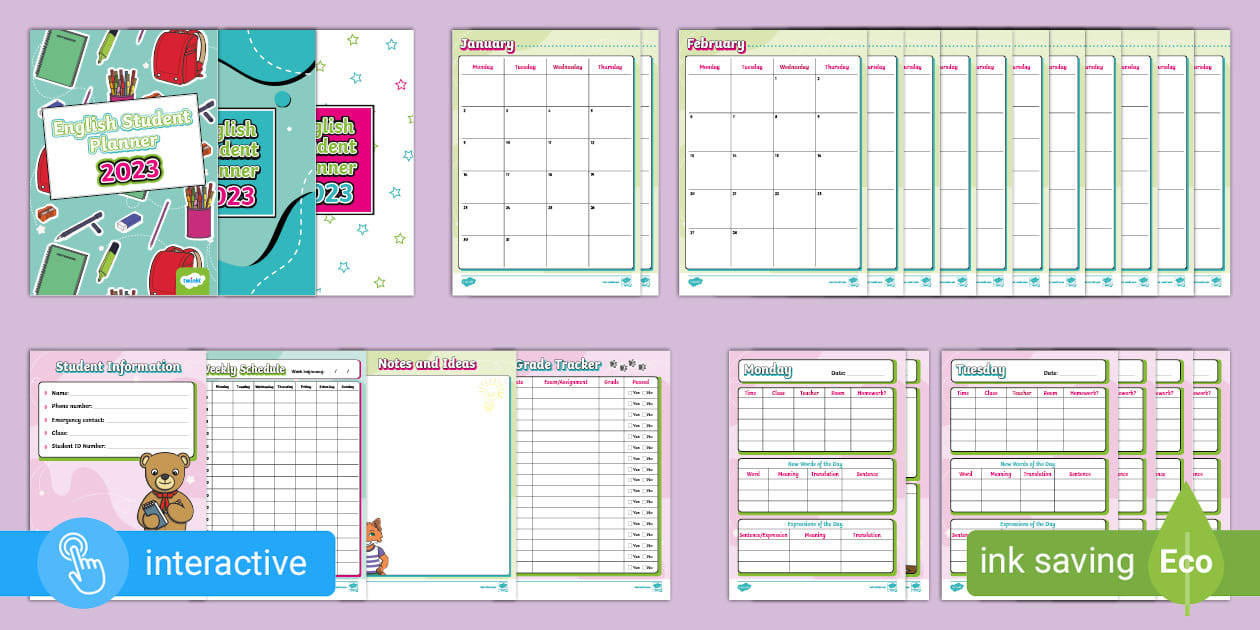 English Student Planner 2023 | ESL, EFL and EAL Organiser