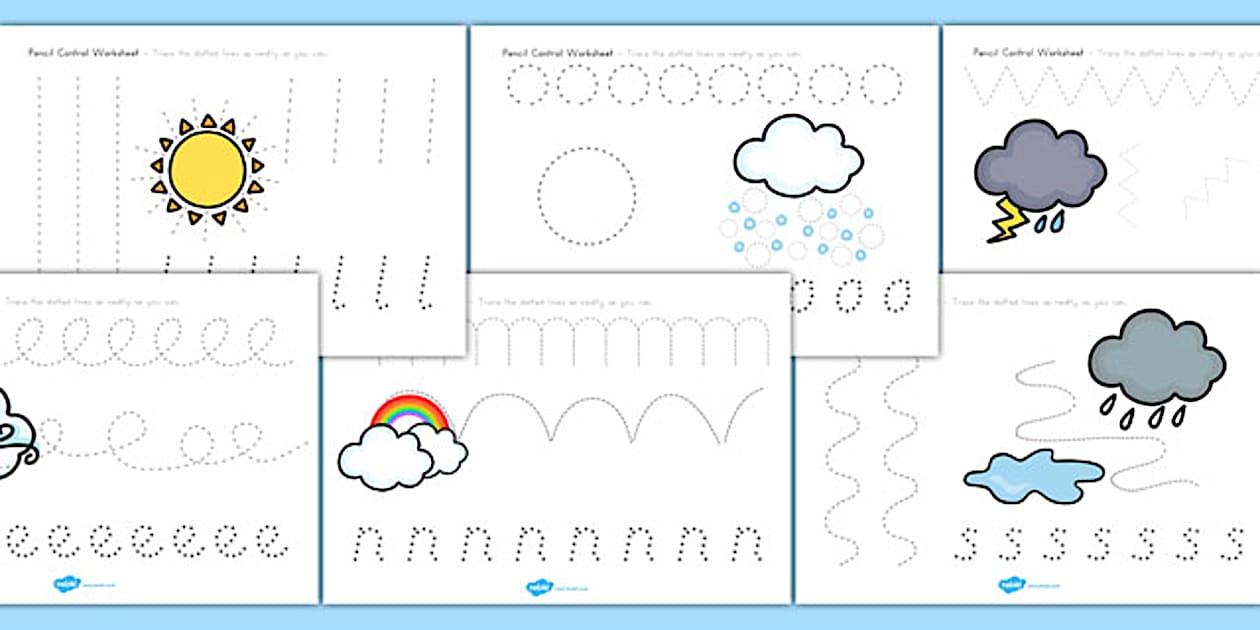 Winter Pencil Control Worksheets (teacher made) - Twinkl