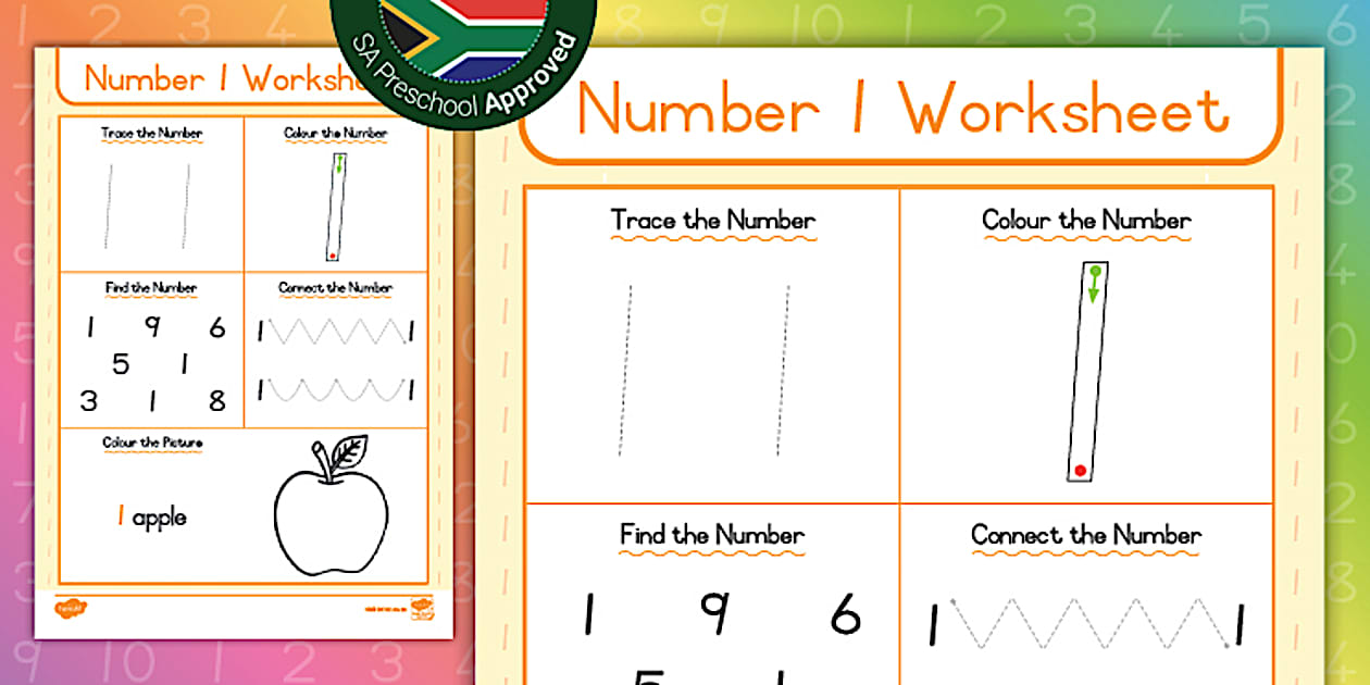 Preschool Numeracy: Number 1 Worksheet (teacher made)