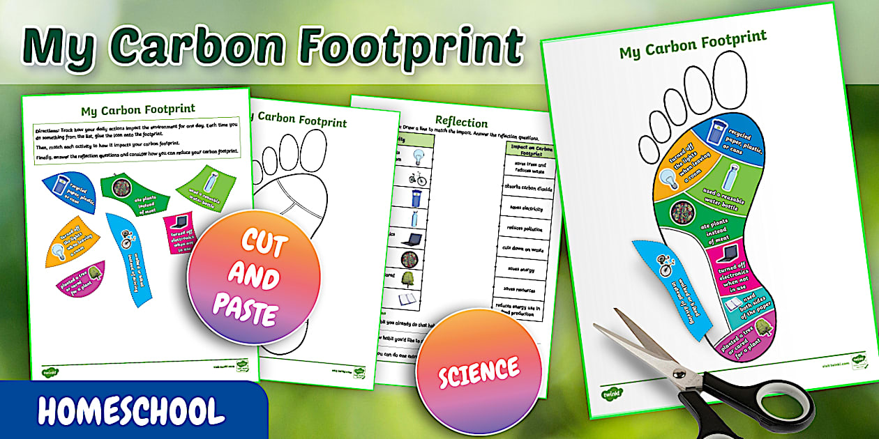 My Carbon Footprint Cut and Paste Activity for Older Children
