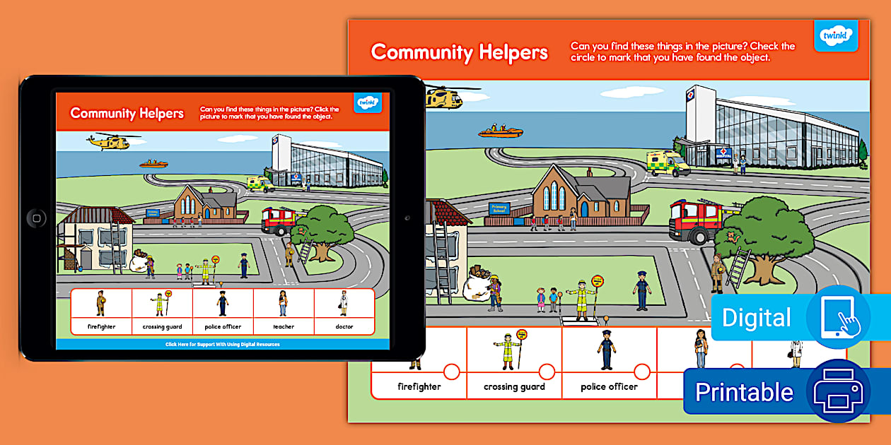 Community Helpers Can You Find? Picture Activity - Twinkl