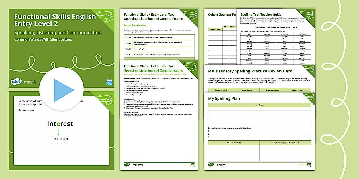 English Functional Skills: EL2.16d: Spellings (teacher made)