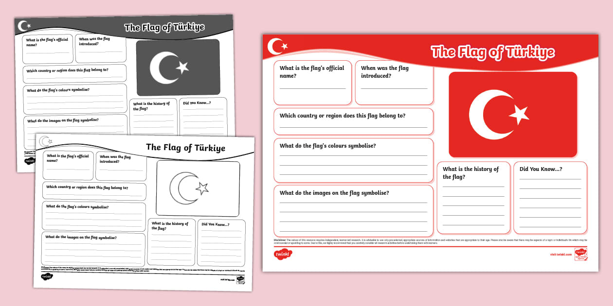 KS1 Türkiye Flag Fact File Template - Twinkl
