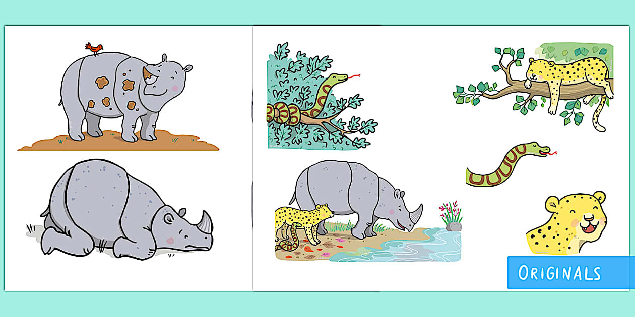 Ronald the Rhino Story Cut-Outs (teacher made) - Twinkl