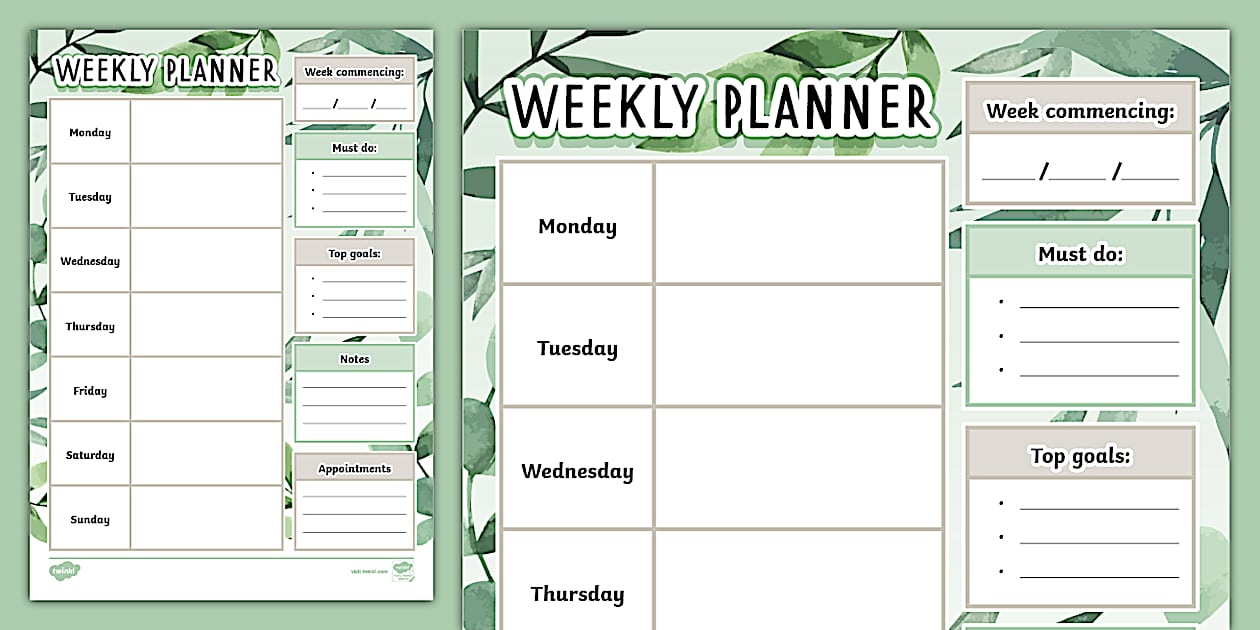 Muted Botanical Themed Weekly Planner (teacher made)