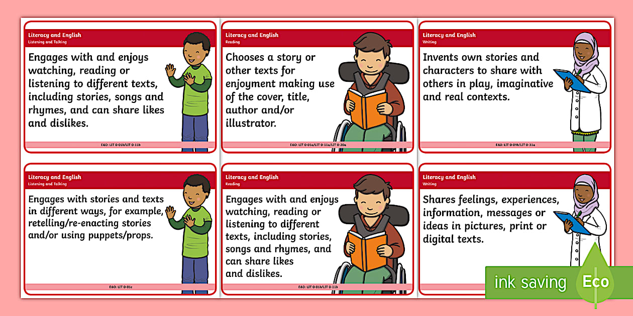 CfE Benchmarks Early Level Literacy and English Display Cards