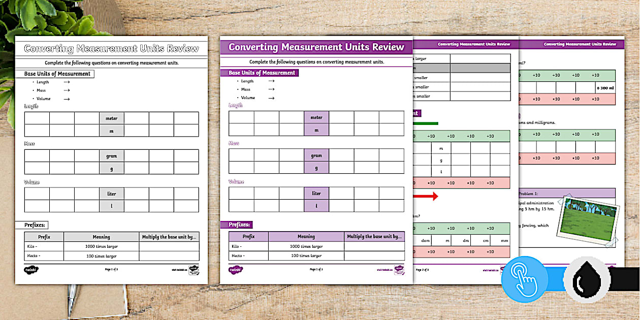Converting Measurement Units Review Sheet (teacher made)