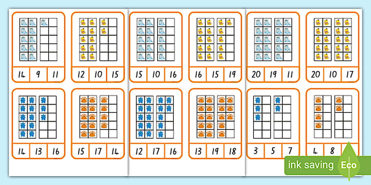 Tens-Frame Counting to 20 - Matching - Level 1 - Number