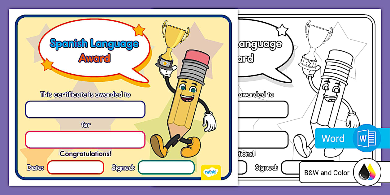 Editable Spanish Language Award Certificate | Twinkl USA
